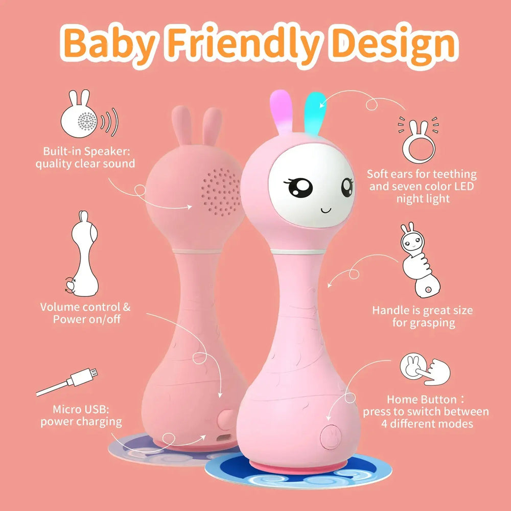 alilo Smarty Bunny Baby Rattle Musical Light Up Toys-Blue - alilo ...