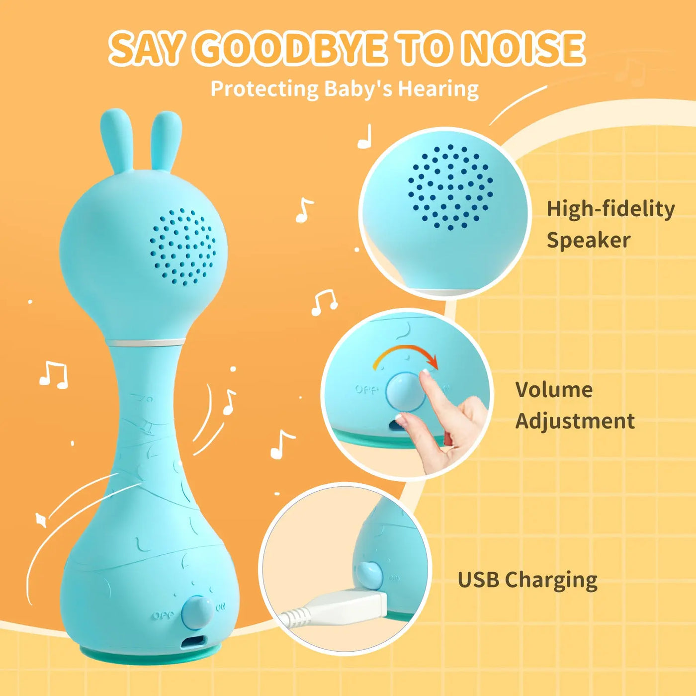 alilo Smarty Bunny Baby Rattle Musical Light Up Toys-Blue - alilo ...